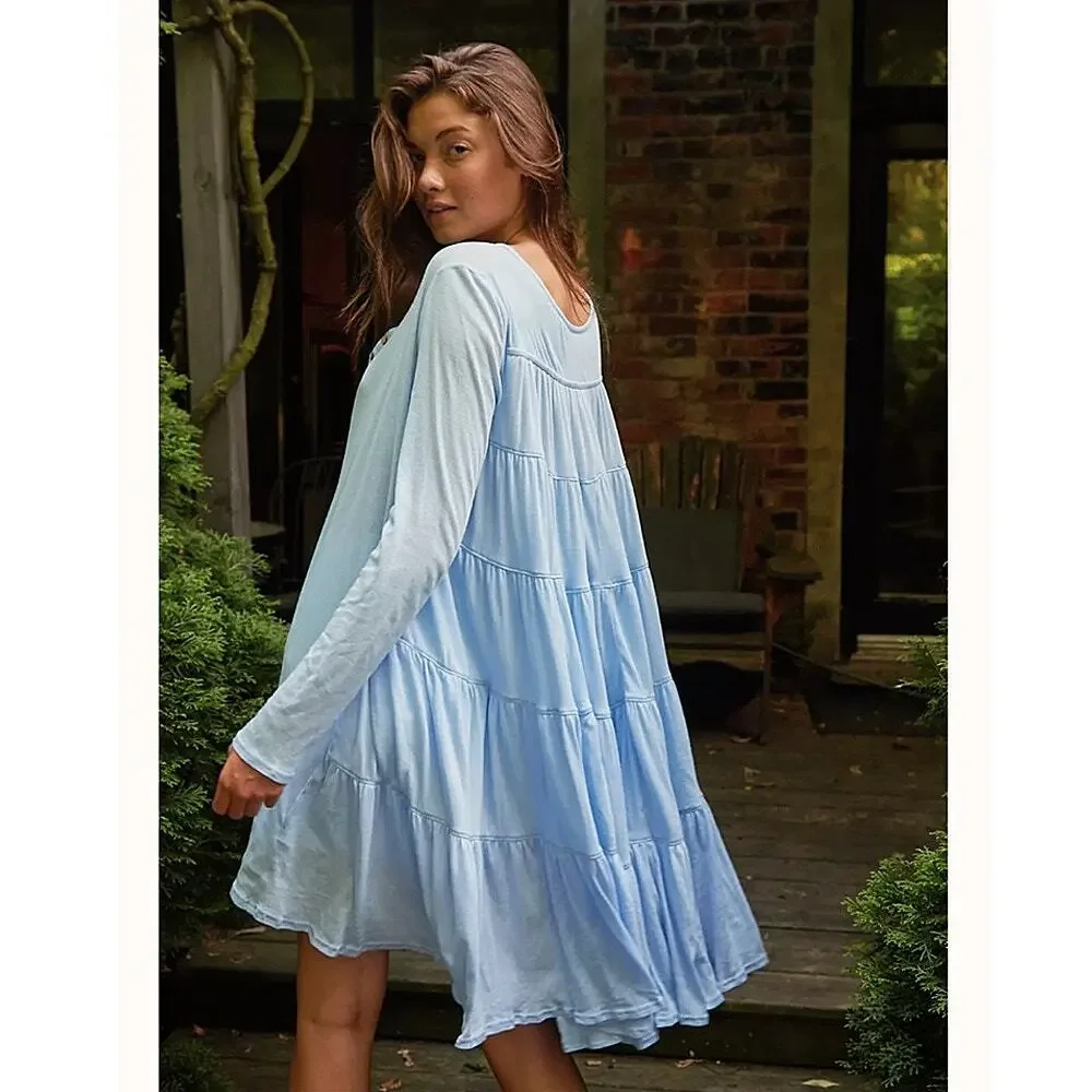 Free People | Dresses | Free People Beach Emily Mini Dress Light Blue ...